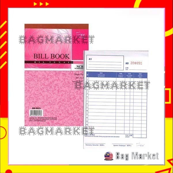 Cash Bill Book NCR 3Ply 9cm X 12cm / Buku Bil Tunai 20's x 3plys NCR ...