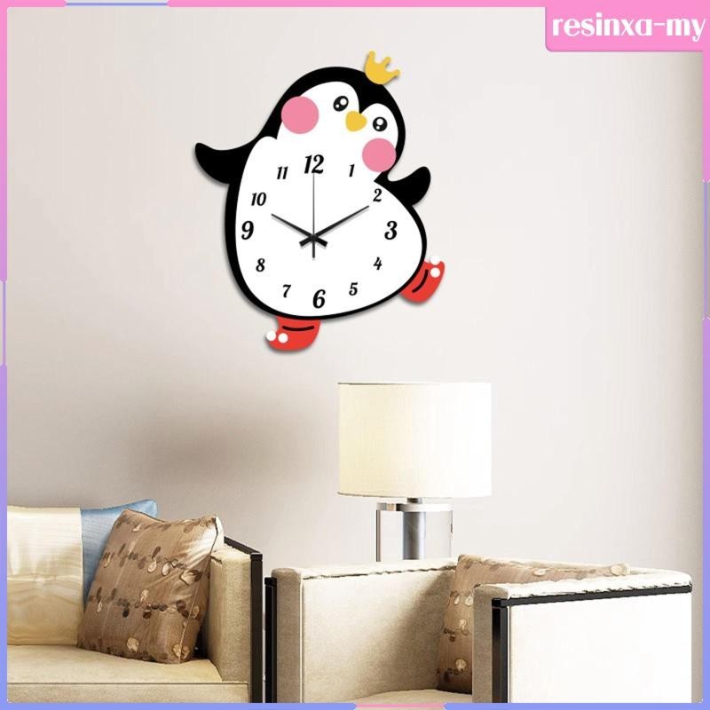 [ResinxaMY] Cartoon Penguin Wooden Wall Clock Cute 25x30cm for Living ...
