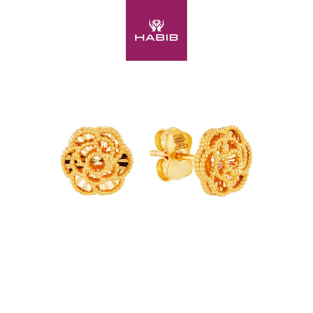 HABIB Oro Italia 916 Yellow Gold Earrings GE74851123 | Shopee Malaysia