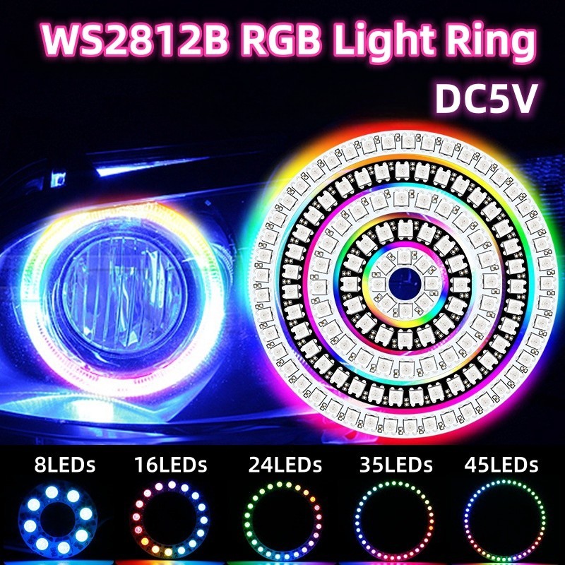 DC5V Ws2812 Led Pixel Ring Full Color LED Ring Lamp 8/16/24/35/45Leds ...