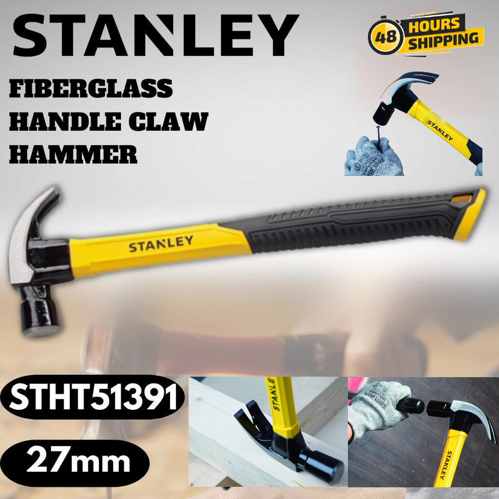 STANLEY STHT51-391 / Fiberglass Handle Claw Hammer / 27mm Fibre Hammer ...