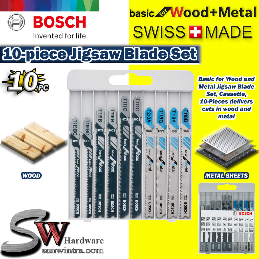 Bosch 10Pcs Jigsaw Blades Set (10pcs)(Wood & Metal Set) #2607010630 ...