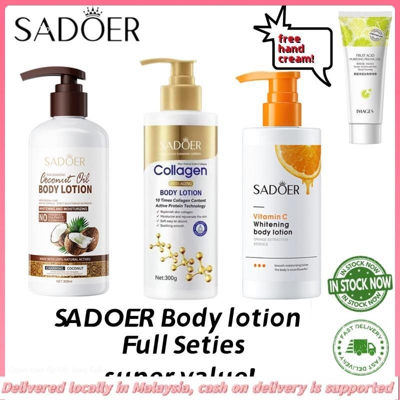SADOER Body Lotion Viral Full Series (3in1)+(2in1) Vitamin C Whitening+ Coconut Oil Nourishing ...