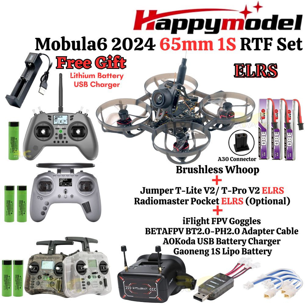 Happymodel Mobula6 2024 65mm 1S SuperX ELRS V3.0 5-IN-1 AIO Whoop ...