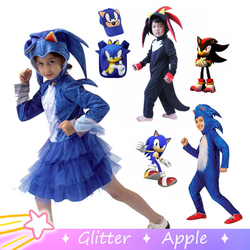 Super Sonic The Hedgehog Black Blue Dress For Kids Girl Jumpsuit With ...