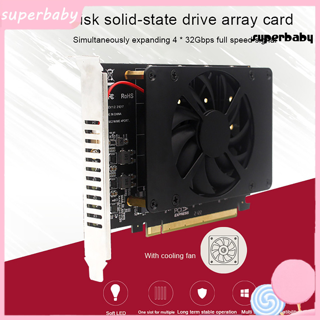 [superbaby.]NVME M.2 MKEY SSD to PCIE X16 Adapter Card High Speed Raid ...