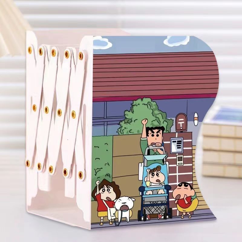 Retractable Bookend Shelf Crayon Shin-Chan Book Storage Foldable ...