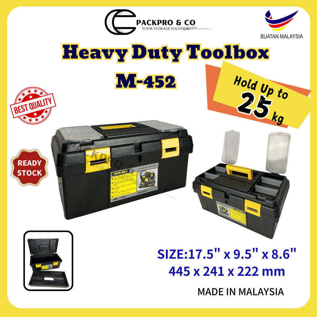【M-452】17.5” Heavy Duty Quality Big Plastic Tool Box Hardware ...