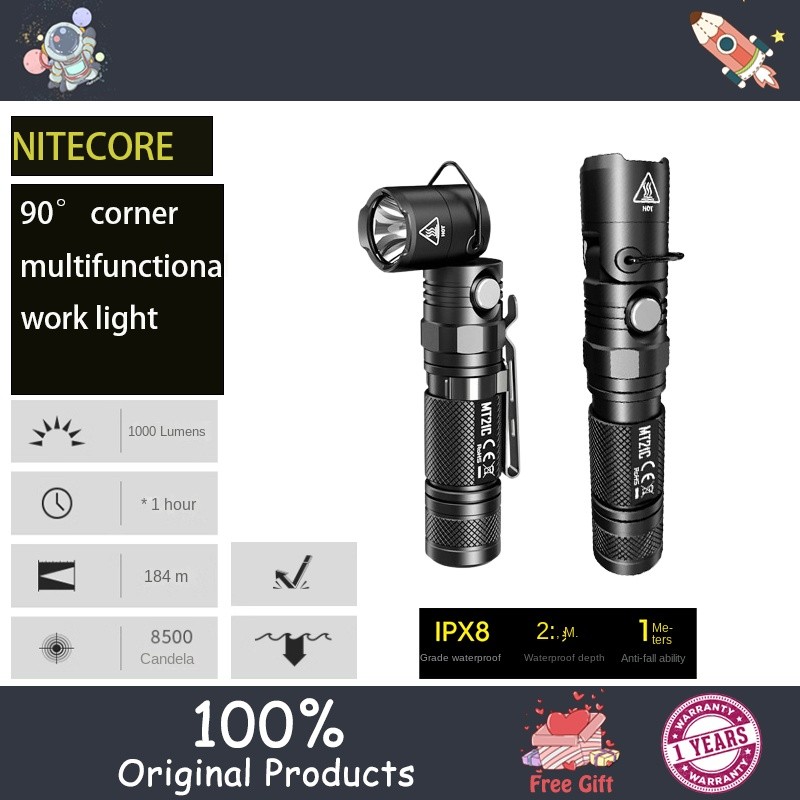 NITECORE MT21C 18650 Magnetic Corner Flashlight (L-Shaped Waterproof ...