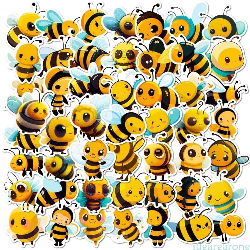Sugar 50 Sheets Pack Small Bees Stickers Aesthetic Decals Self-Adhesive ...