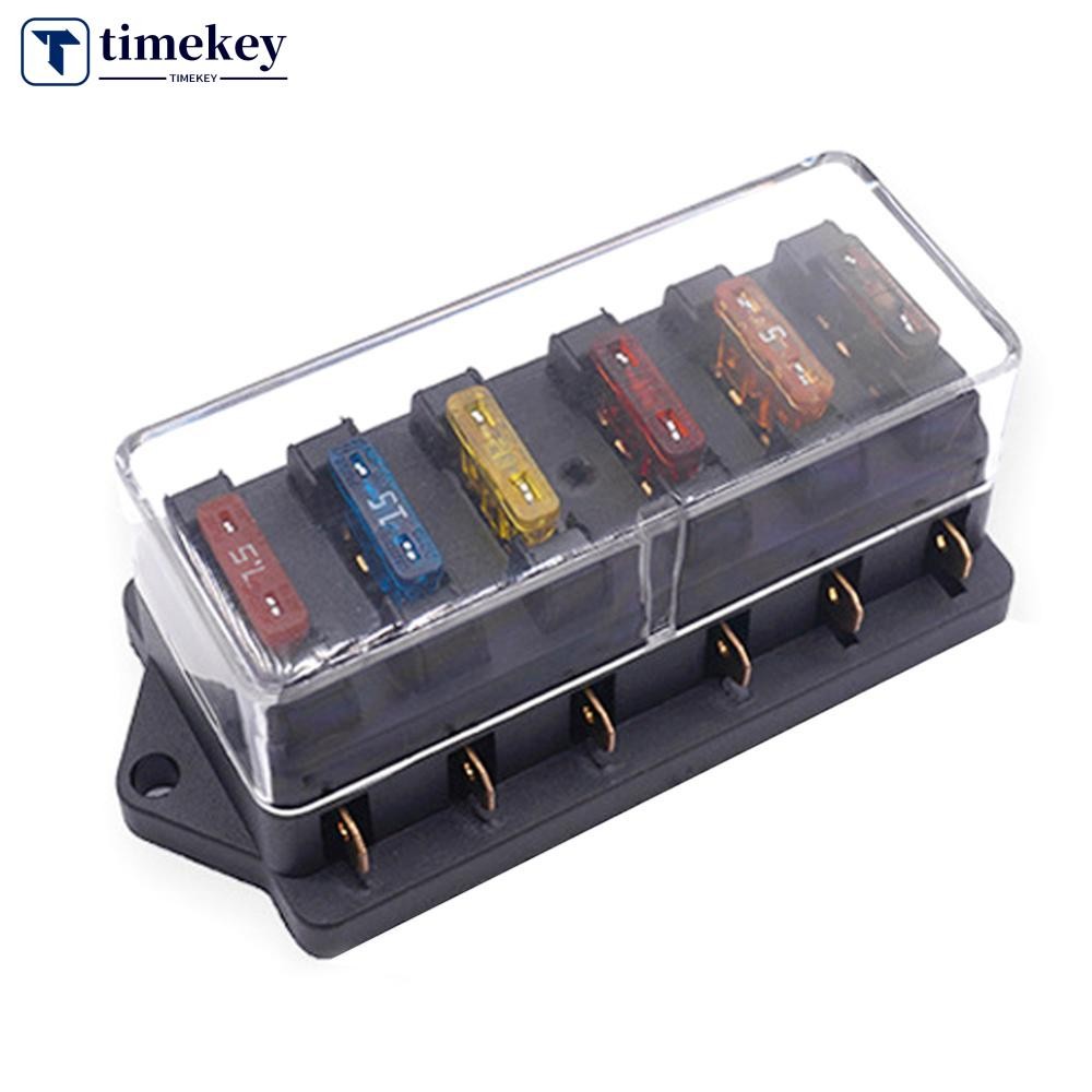 TIMEKEY 6 Way Car Circuit Standard Blade Fuse Box Block Holder Fuse For ...