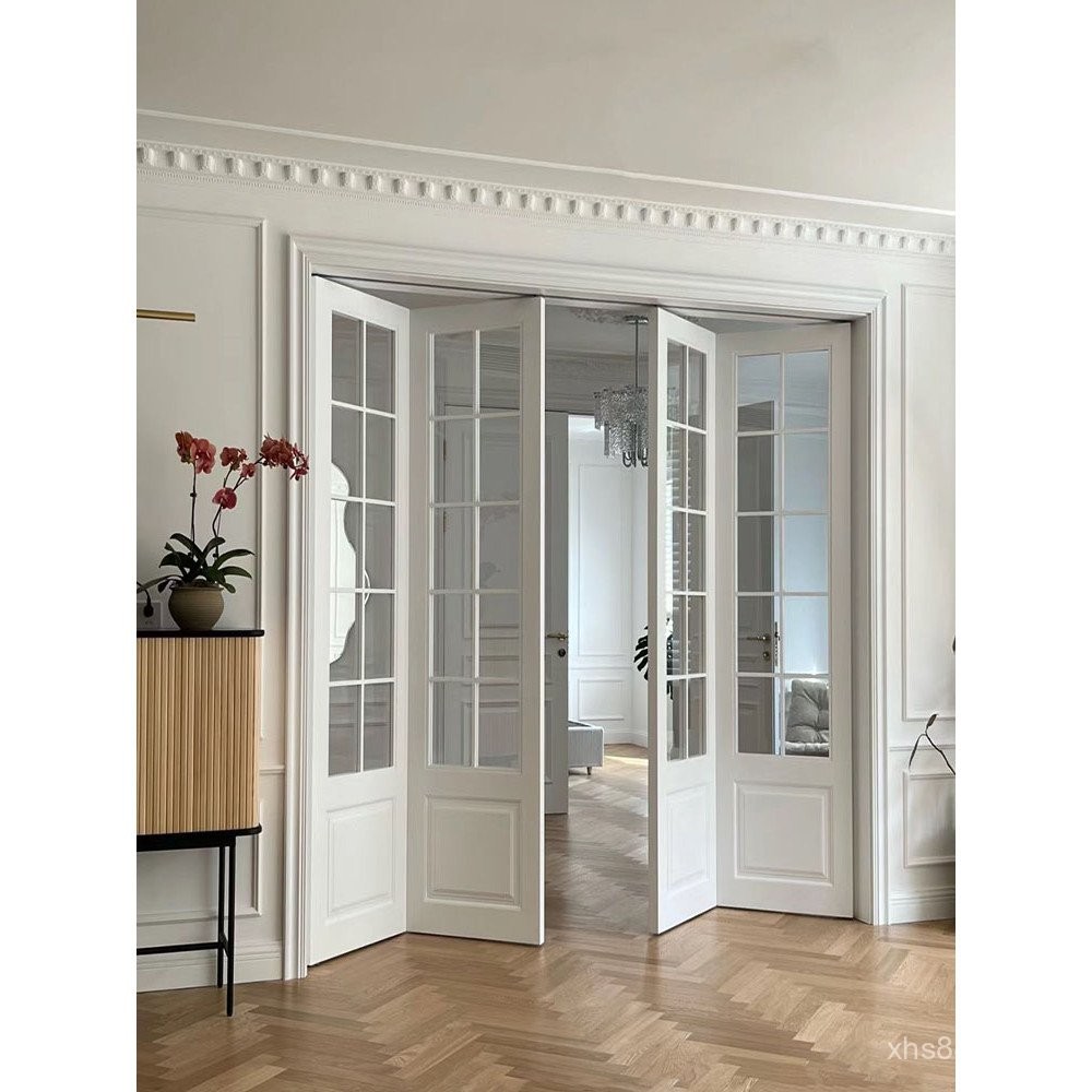 Folding Door Solid Wood Door Invisible Track Opposite Door Bathroom ...
