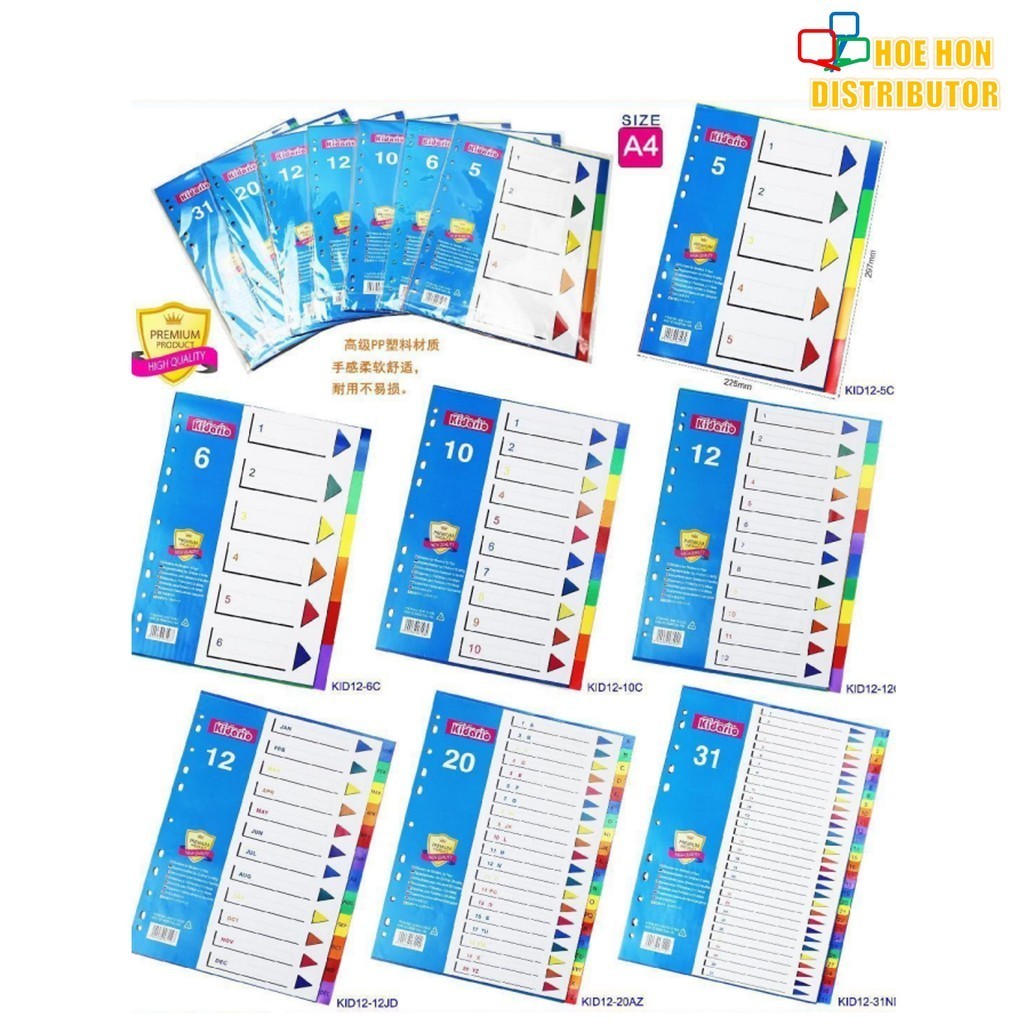 Kidario Index Divider A4 Paper Segmentation Filing Arch File Folder ...
