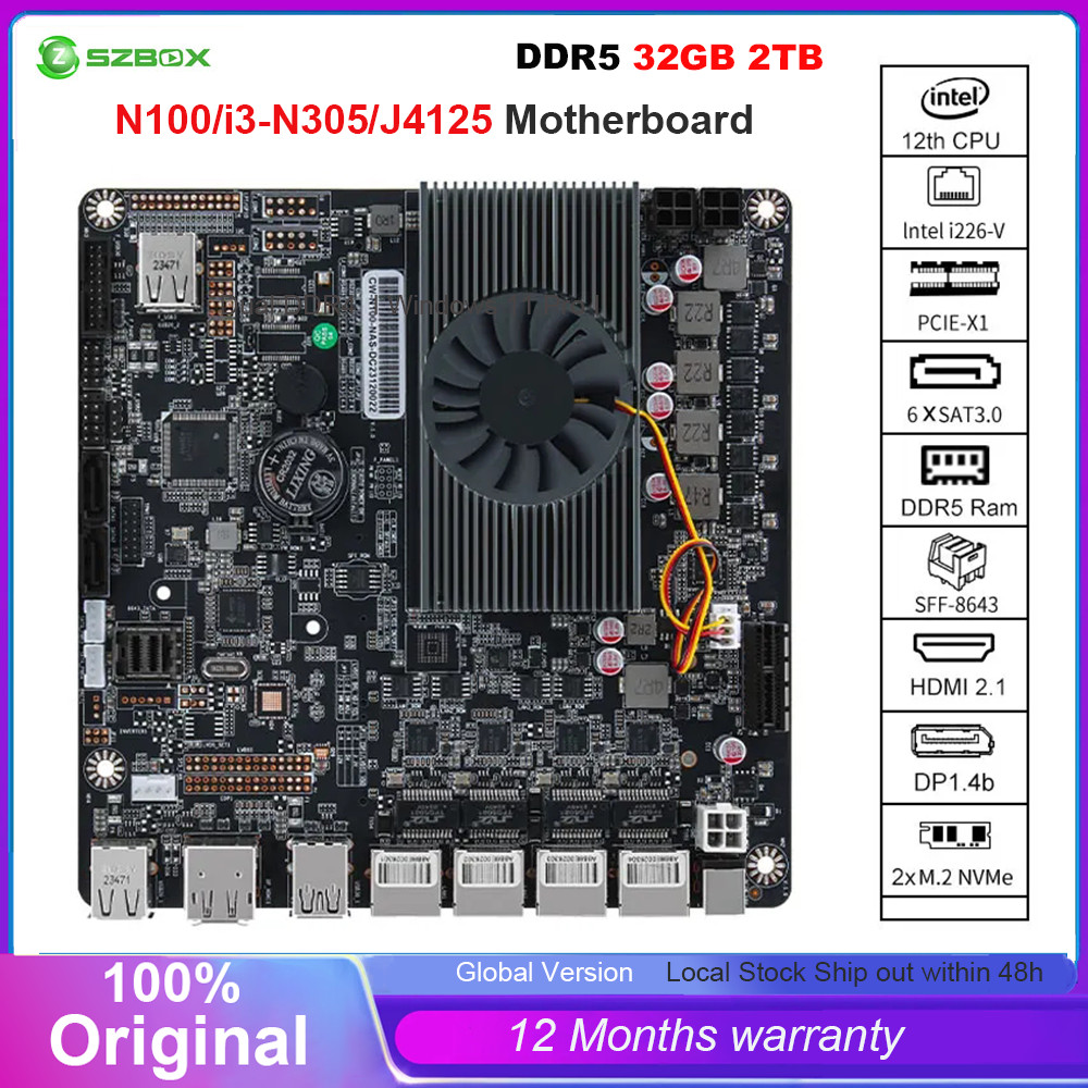 SZBOX ITX J4125 NAS/DC-NAS N100/ /DC-NAS N305 NAS Montherboard 2x M.2 ...