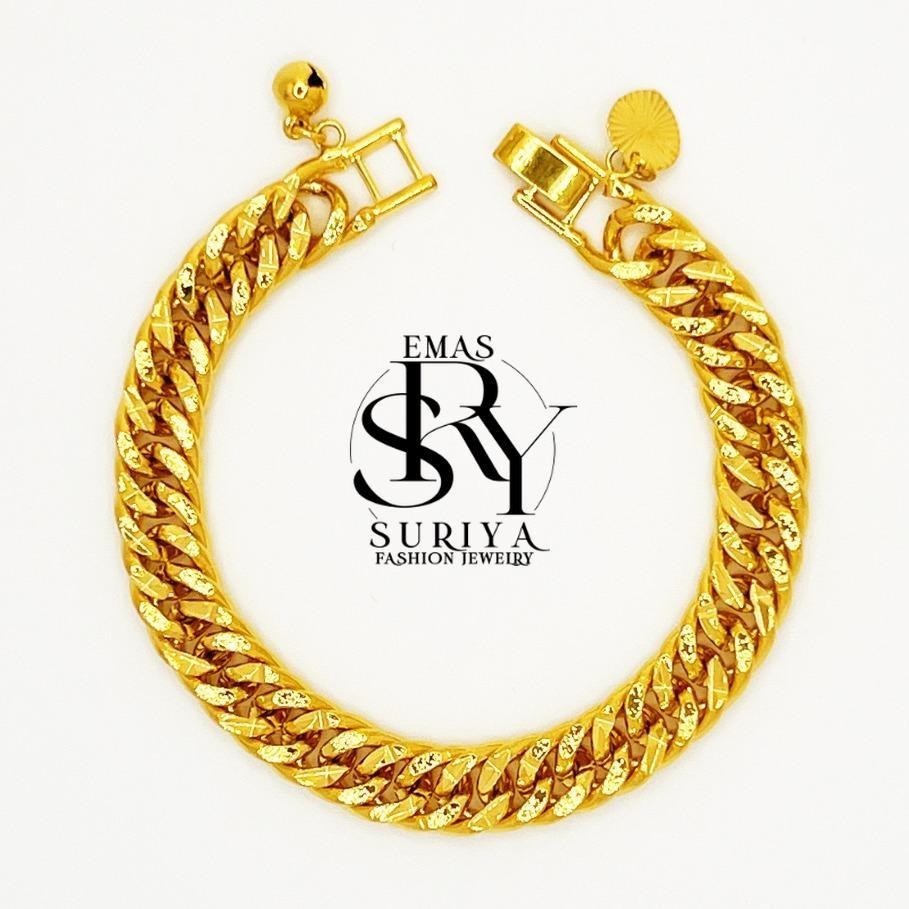 Emas Suriya Gelang Bracelets Rantai Tangan Lipan Pasir Cangkuk Petak ...