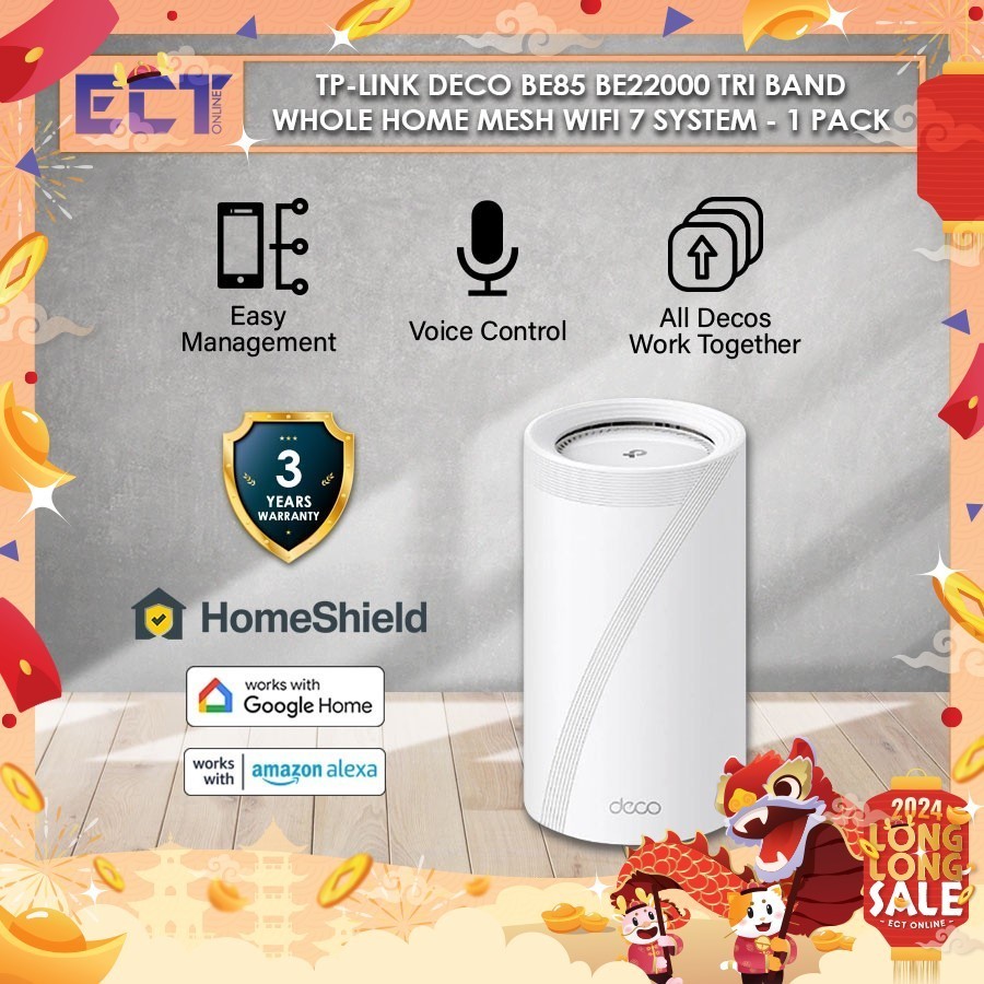 TP-Link Deco BE85 BE22000 Tri Band Whole Home Mesh WiFi 7 System - (1 ...