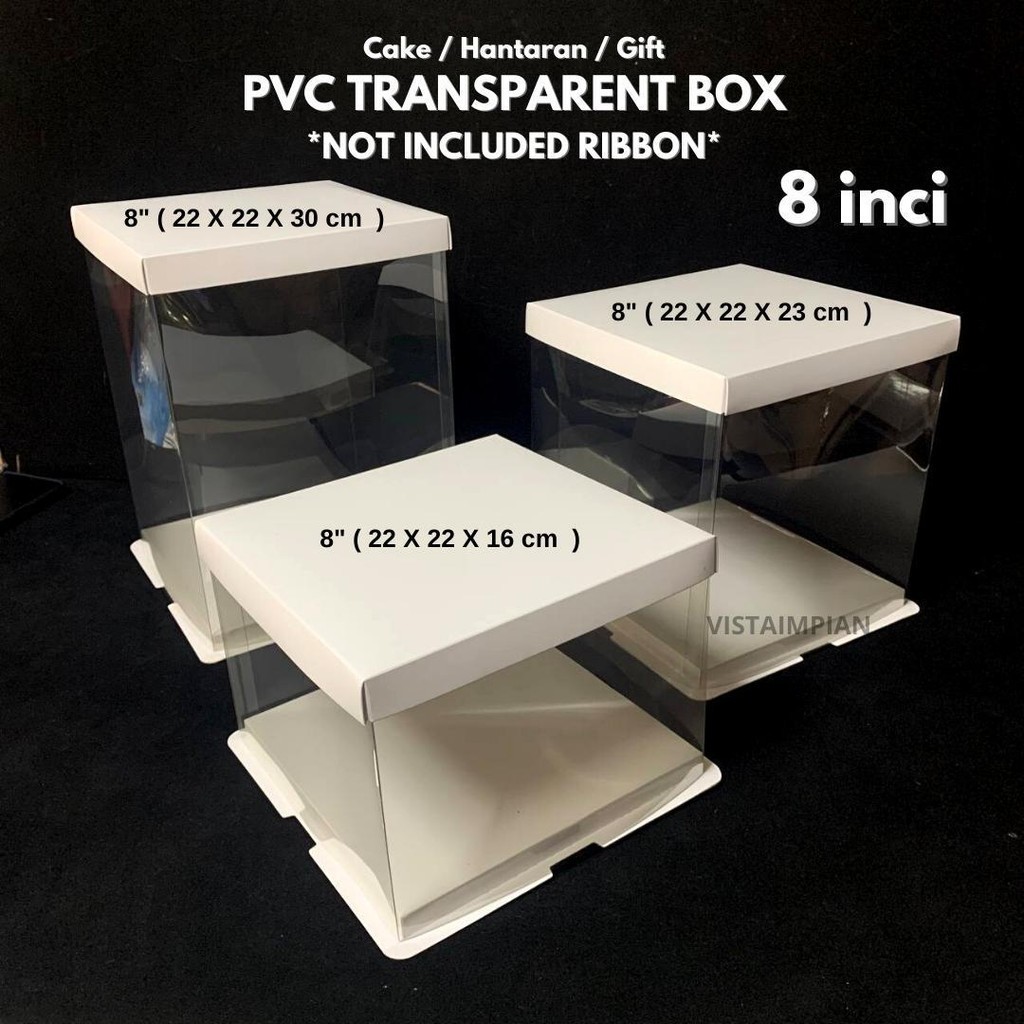 Transparent Box Hantaran 8/10/12inch 1-5 Tier Extra Thick Kotak ...