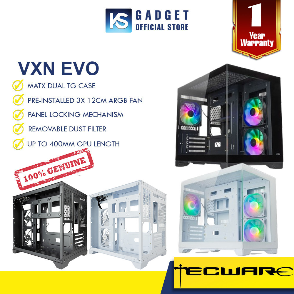 Tecware VXN Evo Omni Dual Chamber ARGB MATX Casing PC Desktop Casing ...