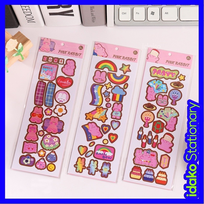 Bunny Cute Animal Pink Goo Card Sticker GK0069 | Shopee Malaysia