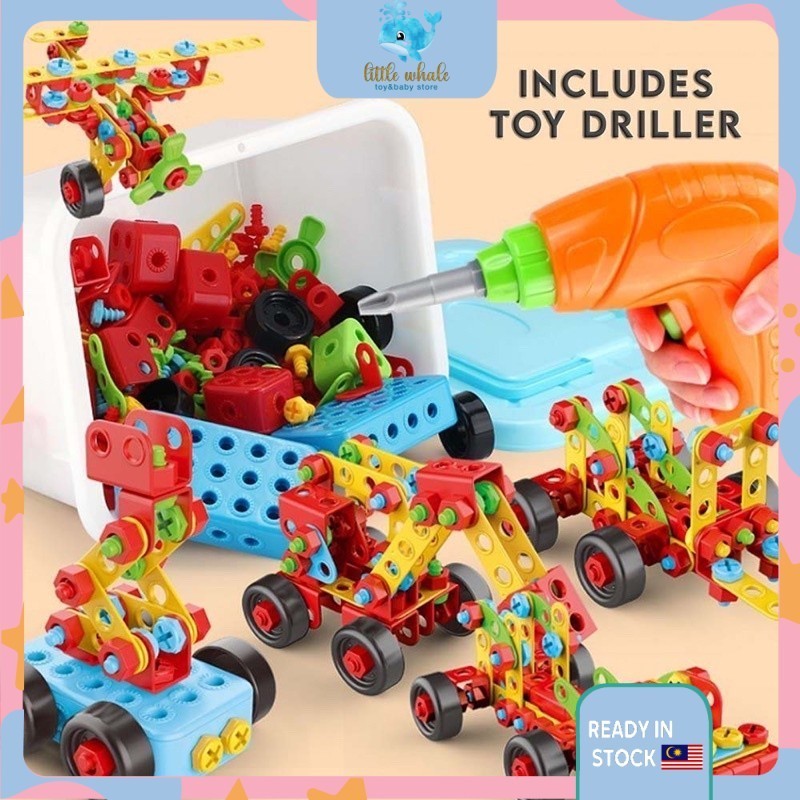 🐳288pcs 404pcs 3D STEM Building Blocks Children Electric Drill Toy Set ...