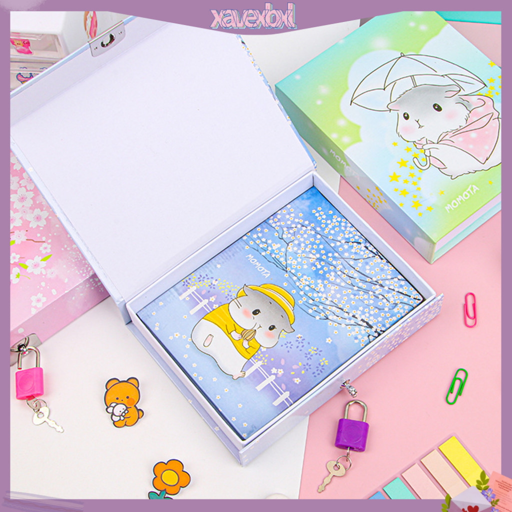 xavexbxl| Diary Notebook with Lock Cute Pattern Smooth Writing Creative ...
