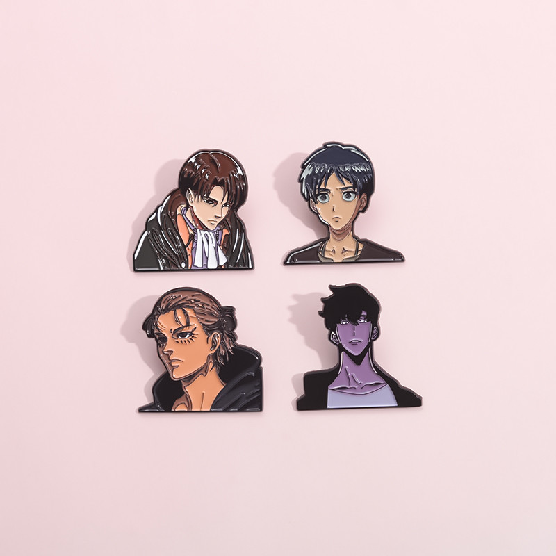 Attack on Titan Enamel Pins Brooches Cartoon Character Levi Metal ...