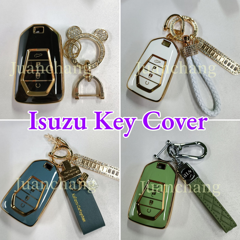 TPU Gold Edge Car Key Cover with Keychain for ISUZU X Series Dmax Mux ...