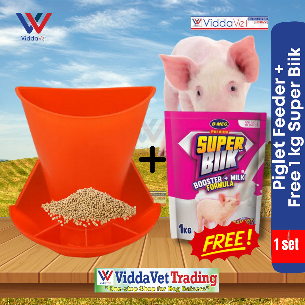 Viddavet Orange Round Automatic Piglet Feeder + Super Biik Piglet ...