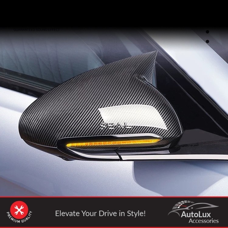 BYD Seal M4 Style Carbon Fiber Black Side Mirror Cover | Shopee Malaysia