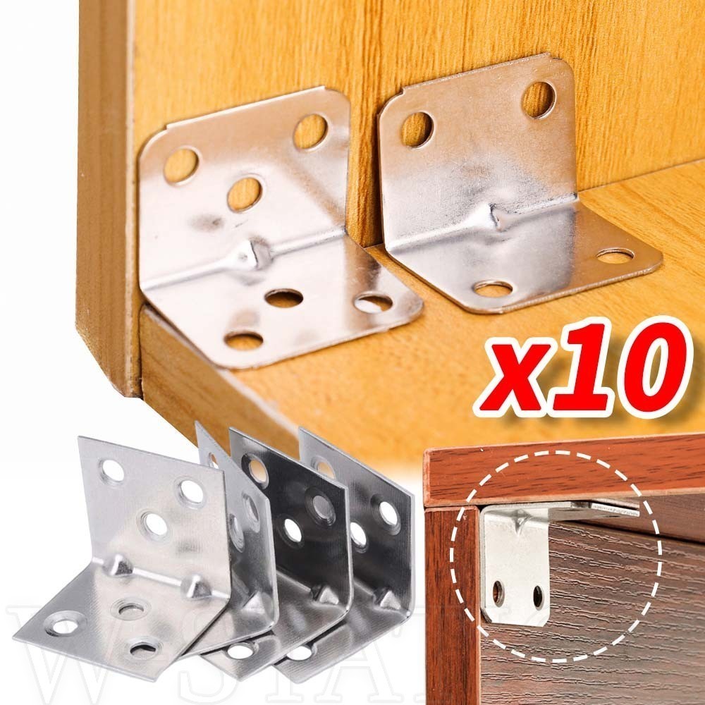 10Pcs Wide Metal Corner Brackets - Right Angle Furniture Corner Braces ...
