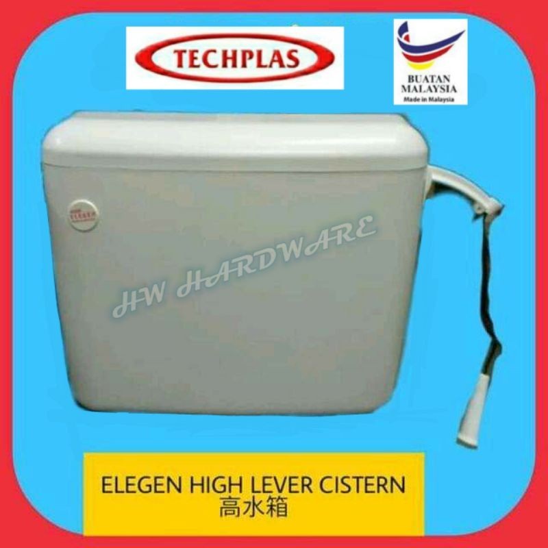 [100% ORIGINAL] TECHPLAS 6L ELEGEN HIGH LEVEL PVC PLASTIC CISTERN WHITE ...