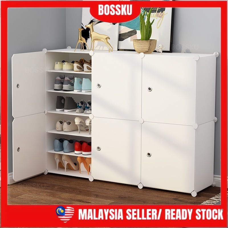 Bossku Shoe Storage Organizer Shoe Cabinet Shoe Rack Rak Kasut Bertutup ...