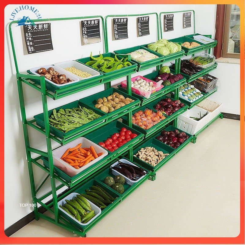 Rak Buah dan Sayur Supermarket Rak Supermarket Rak Paparan Sayur Kedai ...