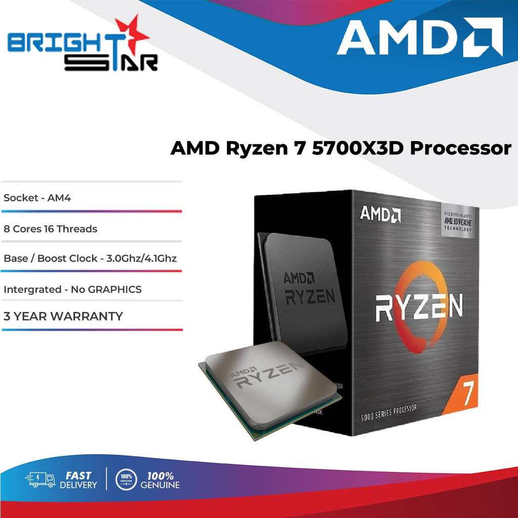 AMD Ryzen 7 5700X3D AM4 8 Cores 16 Threads 3.0Ghz Processor (no CPU Cooler) | Shopee Malaysia