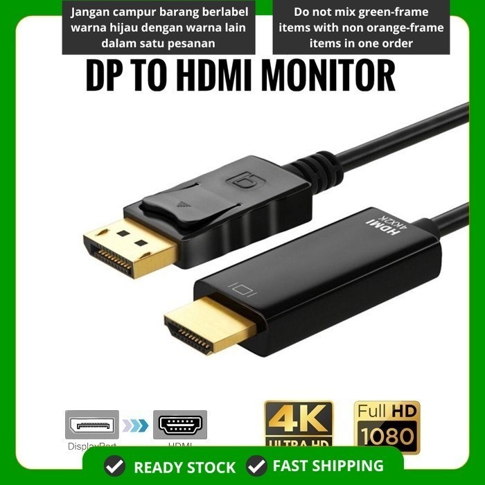 🔥 DisplayPort DP to HDMI 4K/1080P monitor Cable Converter Adapter 1.8 ...