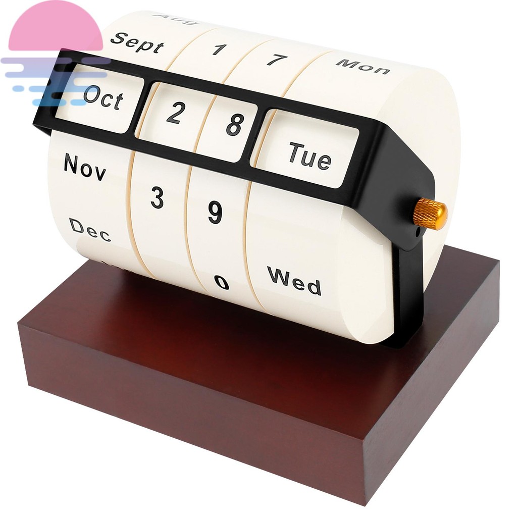 Rotary Desk Calendar Display Clear Large Desktop Wheeling Calendar with ...