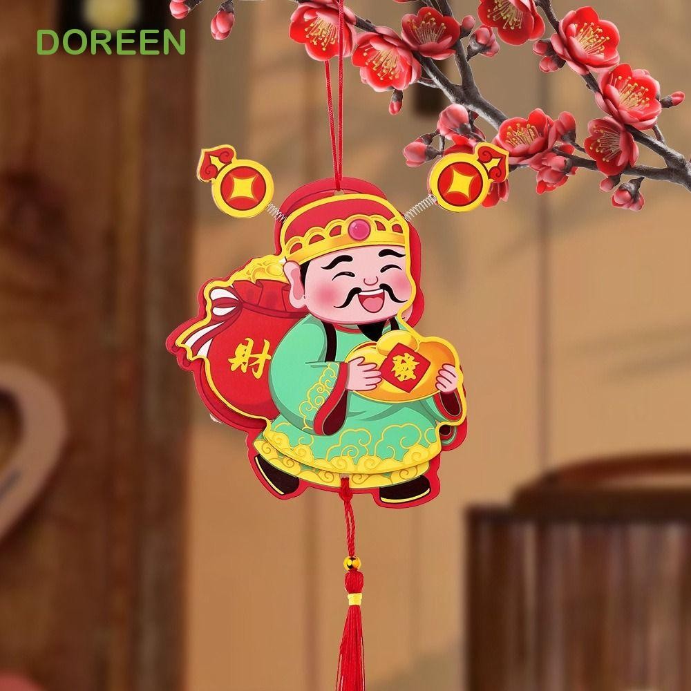DOREEN Shaking Head God Pendant, 3D Color Printing God of Wealth Fridge ...