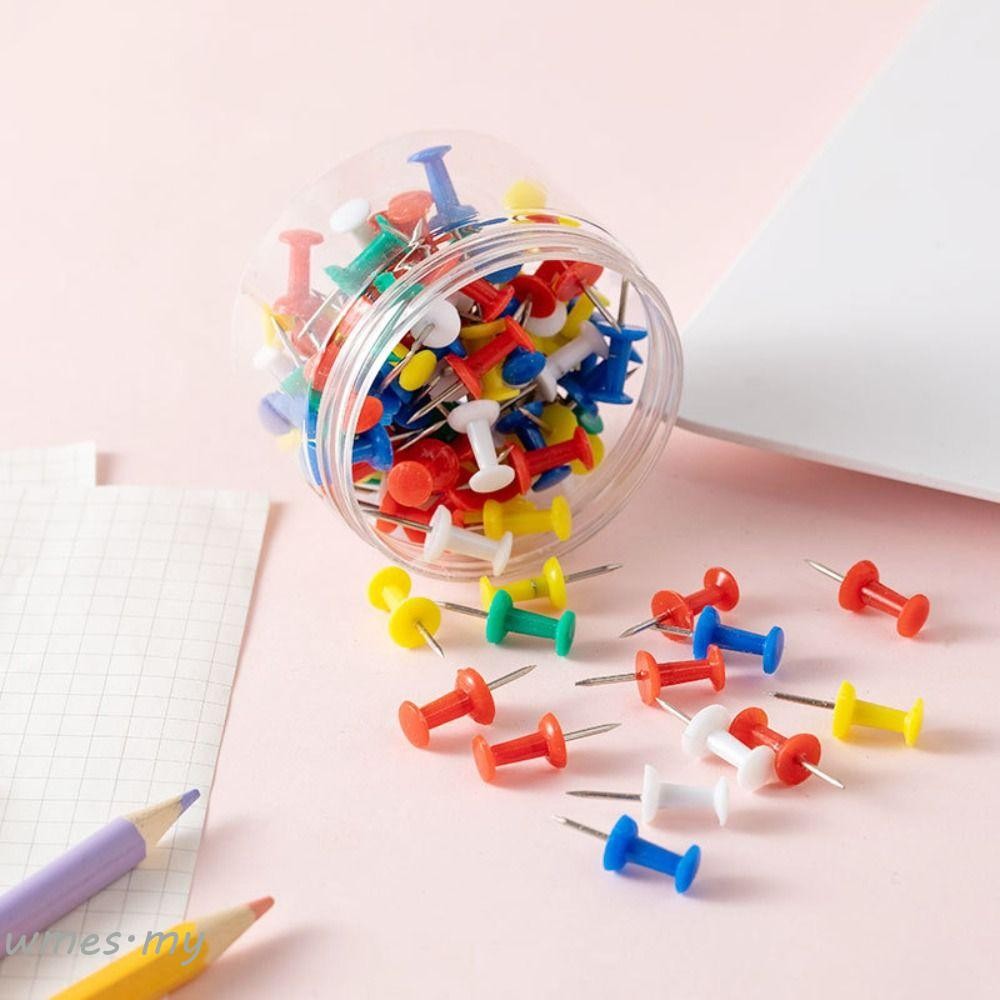 WMES1 100PCS Pushpin Thumbtack, Buttons Pins Plastic Board Tacks Push ...