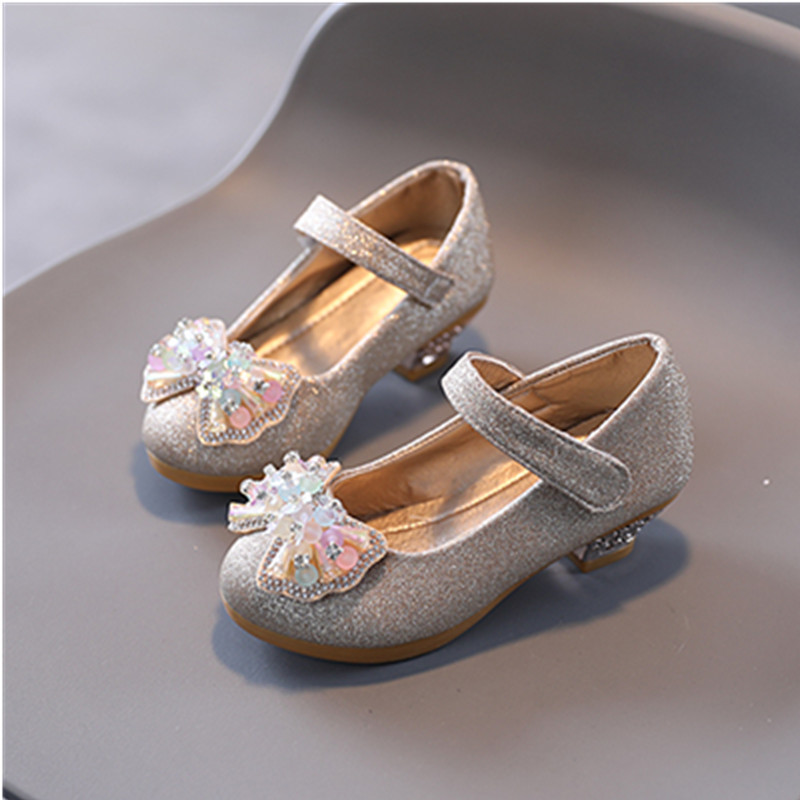 Bowtie Fashion Versatile Children's Shoes with Heels for Party Kids ...
