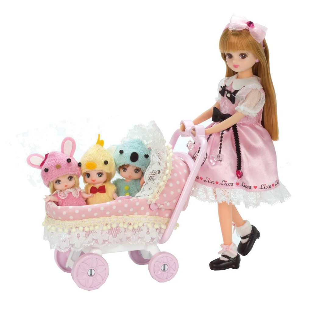 Takara Tomy "Licca-chan LF-11 Triplet Baby Stroller" Dress-up Doll ...