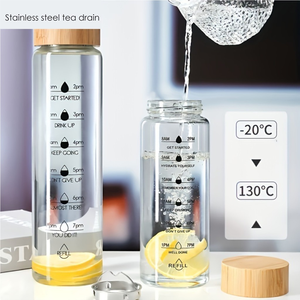 SS Botol Air Leak Proof Drinkware Water Botol Borosilicate Glass Heat ...