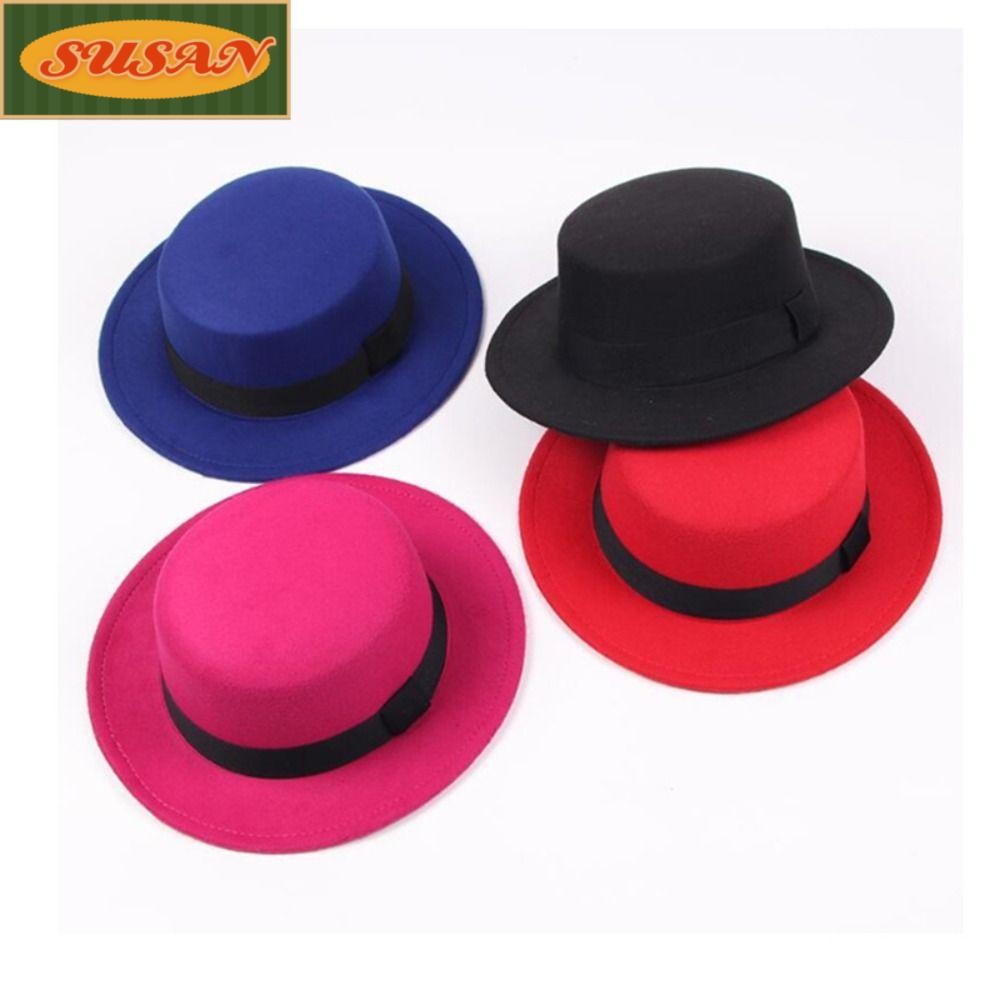 SUSANS Women Fedora Hats, Wide Brim Flat Top Elegant Bowler, Classic ...