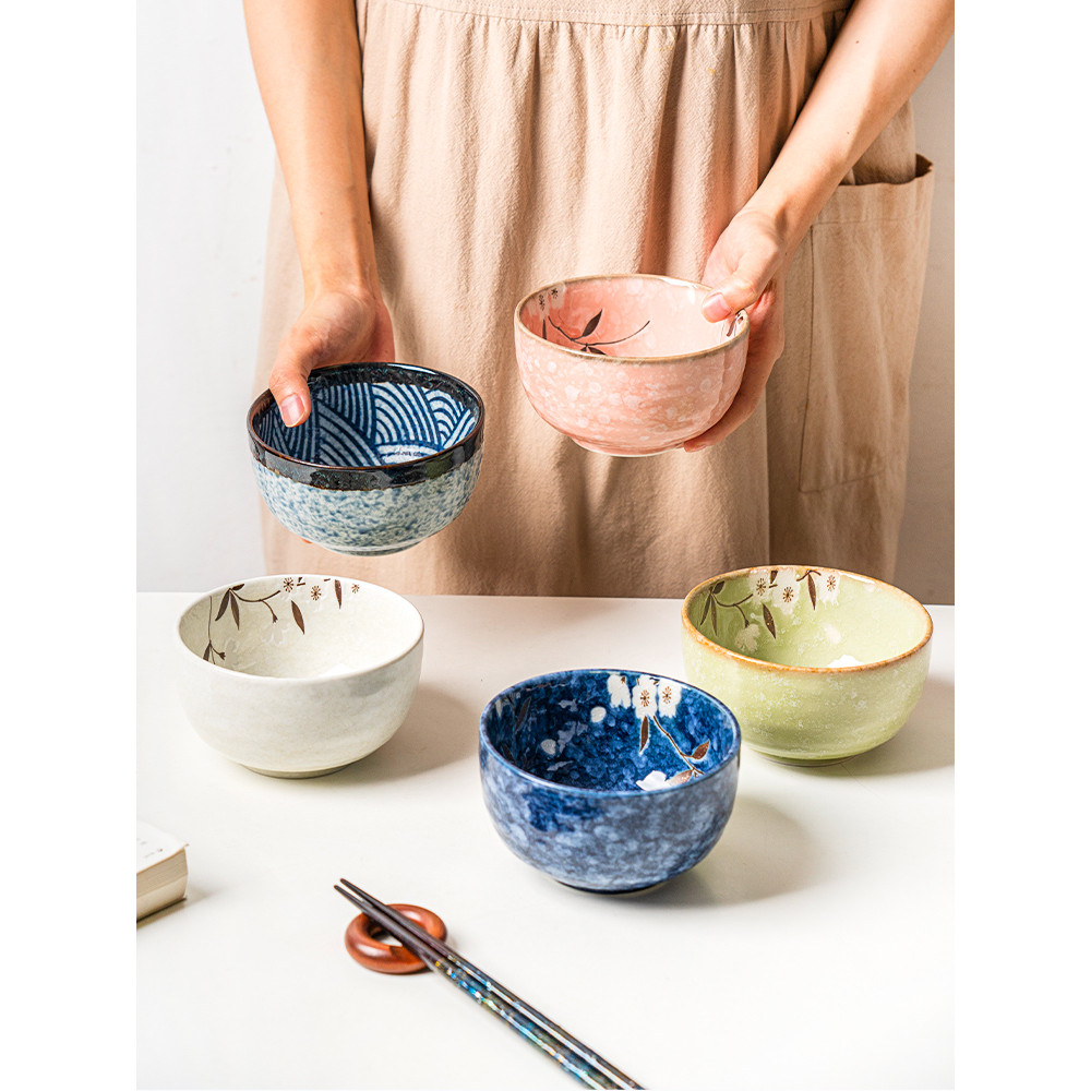 Kodama Ware Jepun Import Sakura Seramik Gaya Jepun Warna Underglaze Set Mangkuk Nasi Set Mangkuk ...