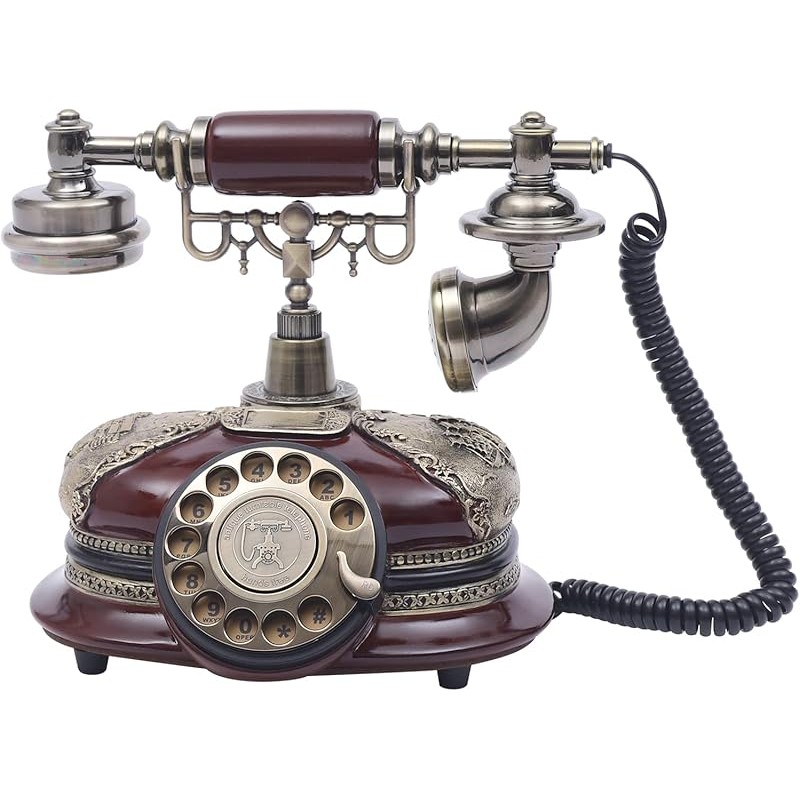 Telefon Vintaj, Telefon Dail Putar Retro, Hiasan Telefon Talian Tetap ...