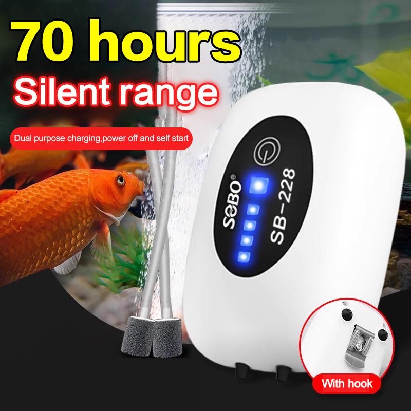 Aquarium Oxygen Fish Tank Air Pump Compressor Charging Silent USB with ...