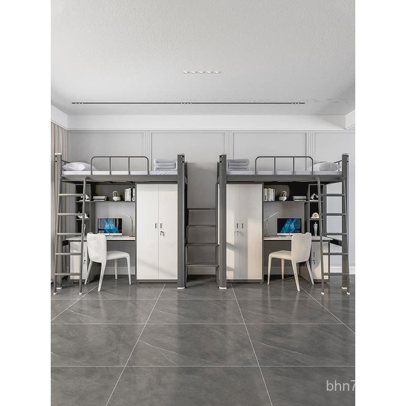 Student Dormitory Bed Under Bed Table Combination Thickened Iron Bed ...