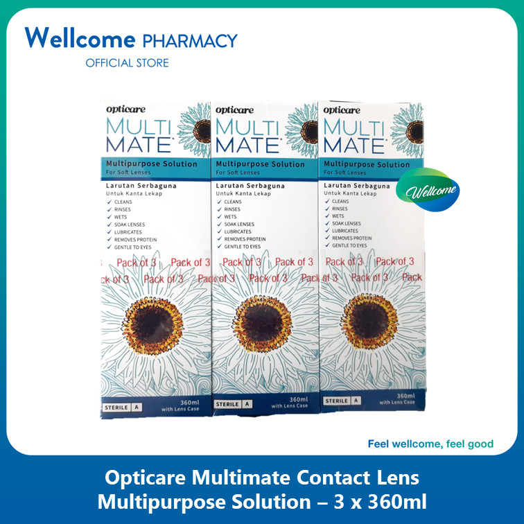 Opticare Multimate Soft Contact Lens Multipurpose Solution - 3 x 360ml ...