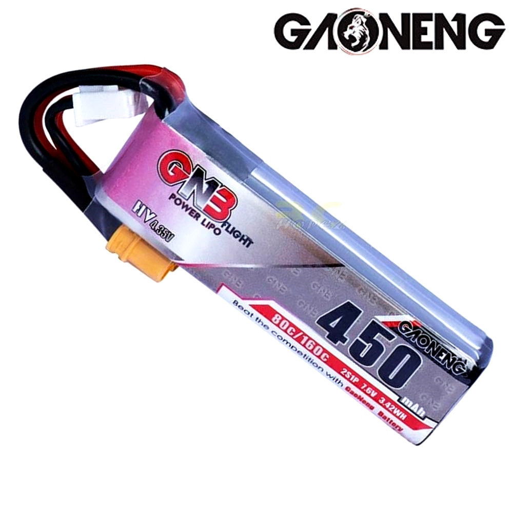 Gaoneng GNB HV 7.6V 450mAh 80C 2S Lipo Battery with XT30 Plug GNB450/80 ...