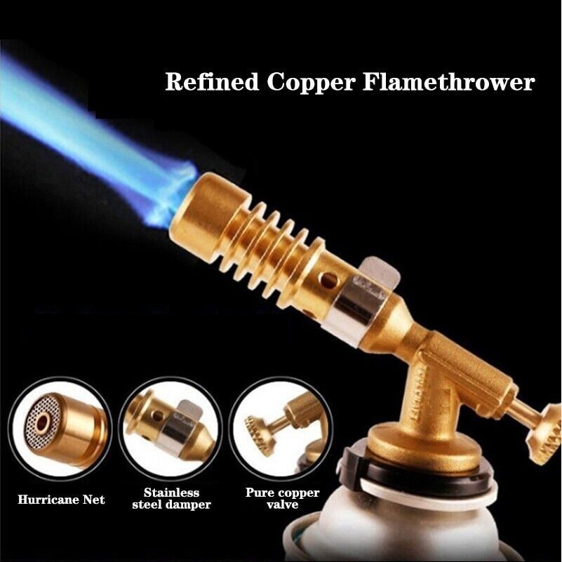 Portable Metal Flame Gun Butane Gas Torch Flaming Thrower Camping ...