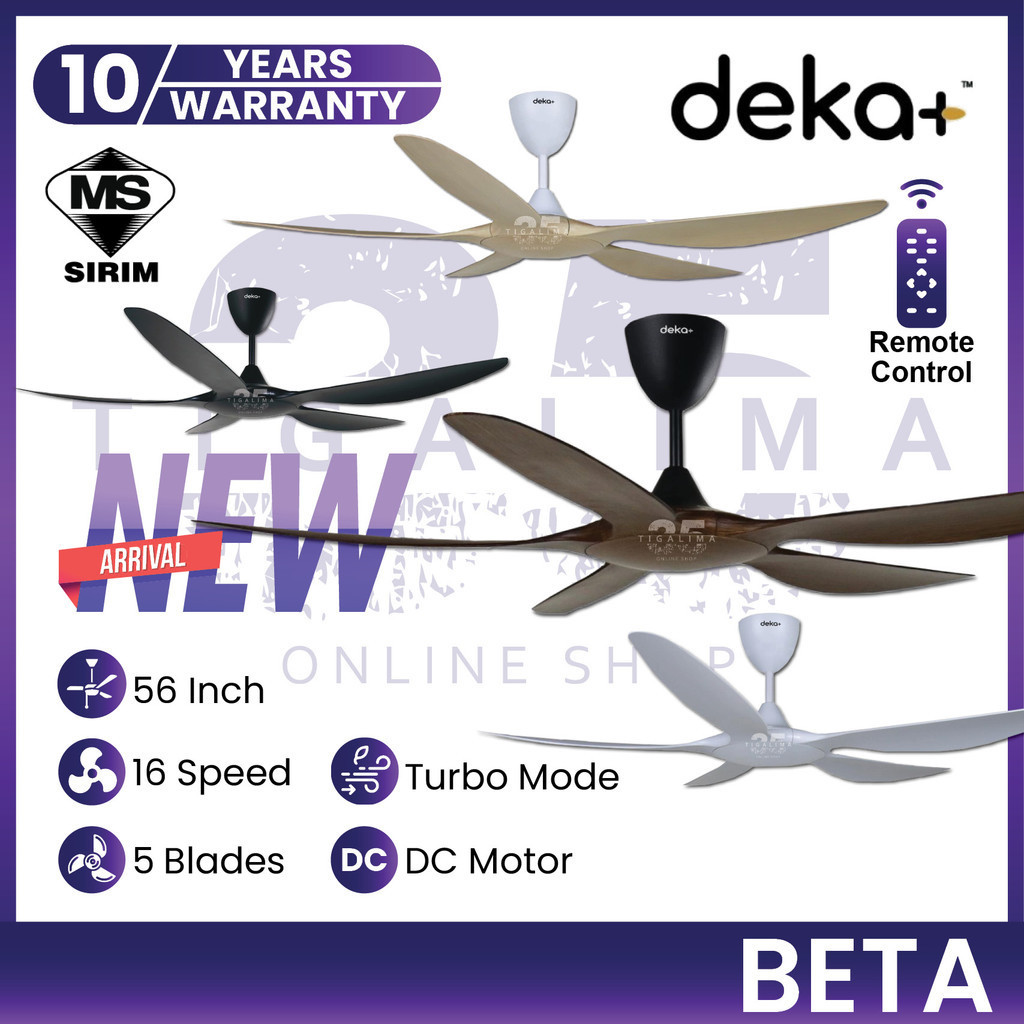 🔥NEW🔥DEKA Fan DEKA+ BETA 56Inch 5 Blades 14 Speeds +TURBO Mode Remote ...